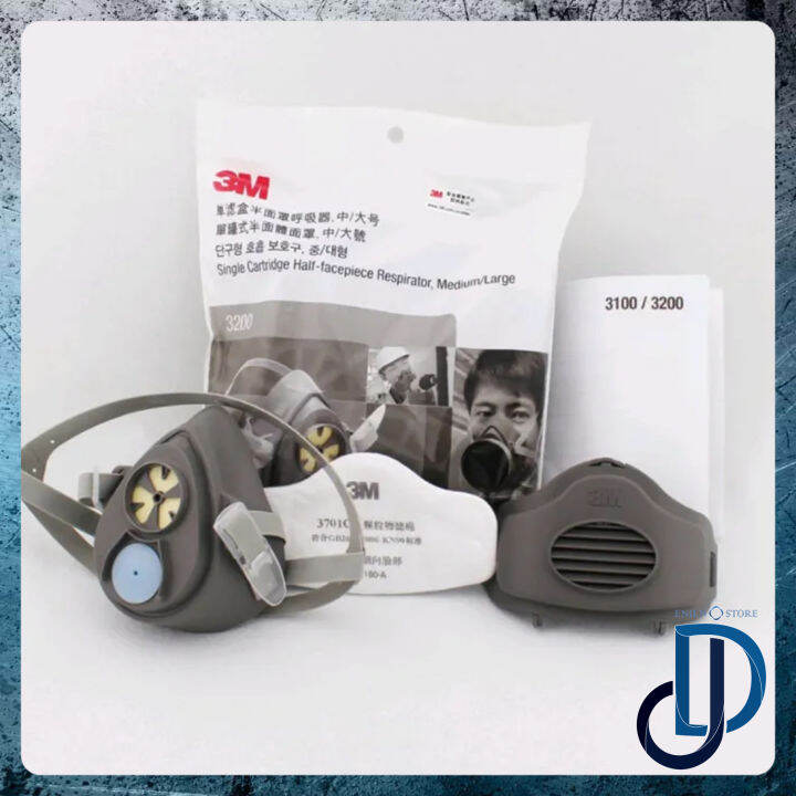 Masker 3M 3200 Set Half Face Mask Gas Respirator Filter Pelindung Debu ...