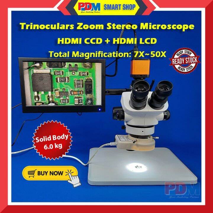 PDM Stereo Microscope Trinocular Zoom HDMI CCD & HDMI LCD | Mikroskop Stereo Zoom Trinokular ...