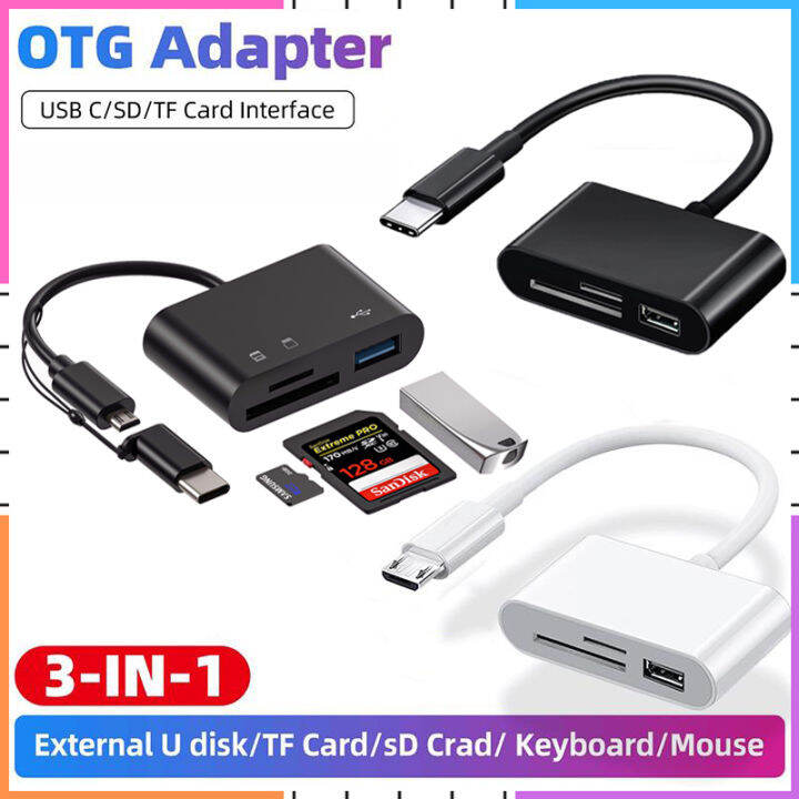 【มีในสต็อค】3 In 1 USB C เครื่องอ่านการ์ดชนิด C ไมโคร USB USB OTG Sd/tf U Disk เครื่องอ่านการ์ด ...