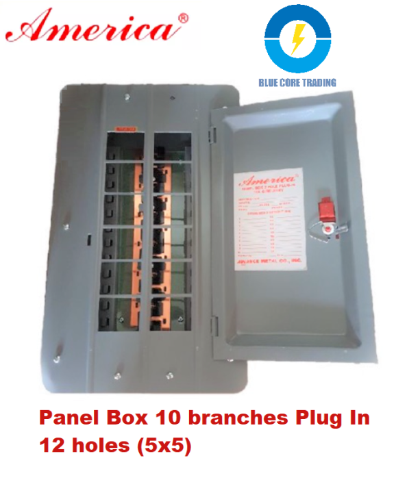 America Panel Box 10 Branches for Plugin breakers ( 12 holes) 6x6 ...