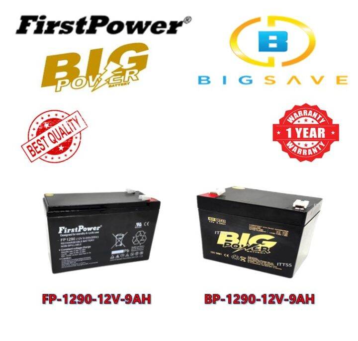 FIRST POWER / BIG POWER 1290 12V 9AH RECHARGEABLE SEALED LEAD ACID ...