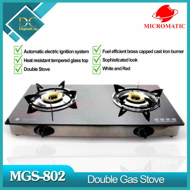 DIGITAL Micromatic MGS-802 Double Burner Glass Top Gas Stove | Lazada PH