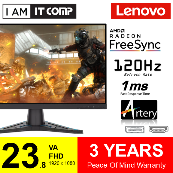 LENOVO 23.8 Inch G24e-20 Full HD VA Panel 120Hz Gaming Monitor with AMD Free Sync ( G24E ) | Lazada