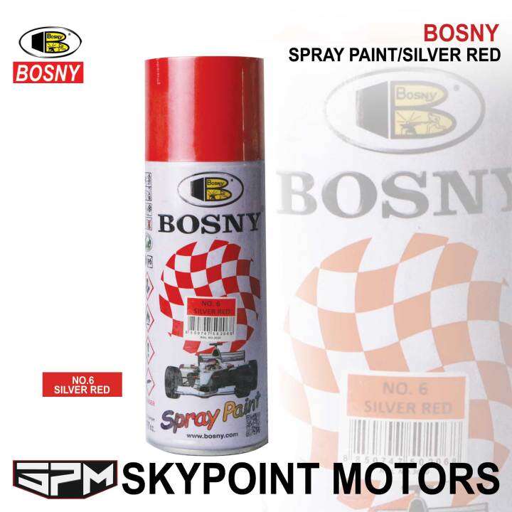 BOSNY SPRAY PAINT 6 SILVER RED FOR MOTORCYCLE (9132-009) | Lazada PH