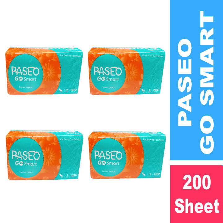 PROMO HEMAT [4 PACK] Tissue Tisu Facial PASEO Go Smart 200 Sheets 2 Ply ...