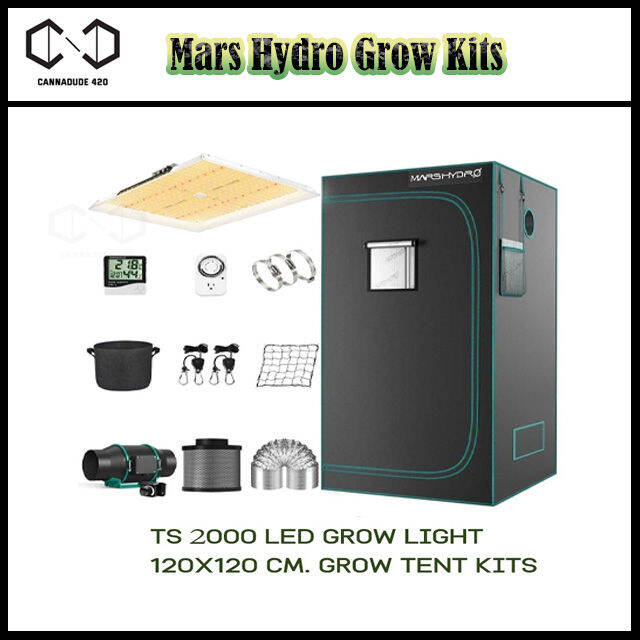 MARS HYDRO TSW 2000 LED GROW LIGHT Full kit + 4'X4'(120X120CM) INDOOR ...
