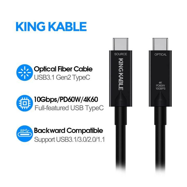 King Kable Optical Fiber Typec Cable Full Cord Gen2 10gbps Data For ...