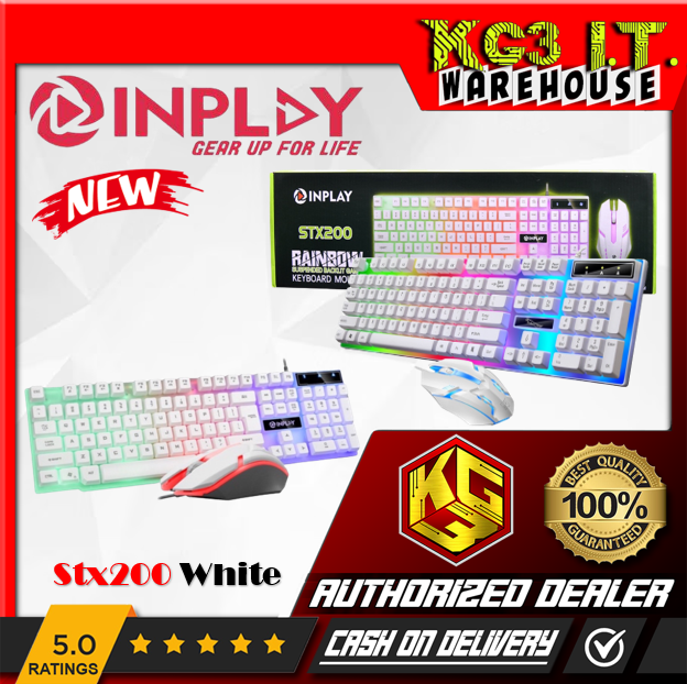 INPLAY STX200 2 IN 1 Set Keyboard Rainbow RGB Suspended Backlit Gaming ...