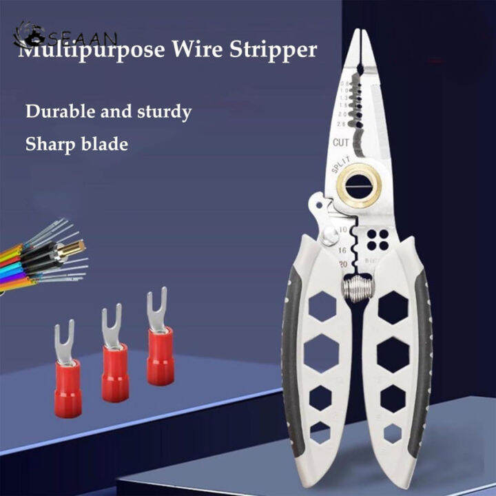 7-Inch Multifunctional Wire Stripping Pliers, Electrician Special Tools For Wire Cutting ...