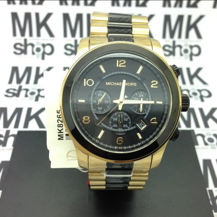 Michael Kors Runway Chronograph Black Dial Gold-Tone Men's Watch MK8265 ...