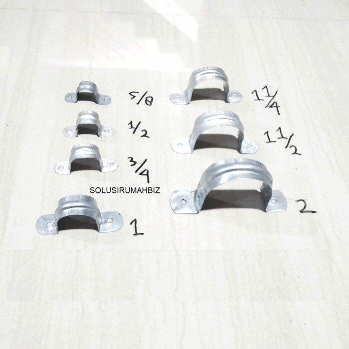 per 10 biji Klem seng pilih ukuran inch plat pipa omega besi galvanis ...