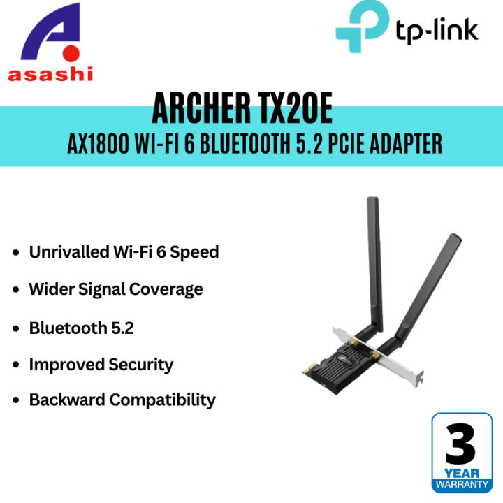 TP-Link Archer TX20E AX1800 Dual Band WiFI 6 Bluetooth PCI Express ...