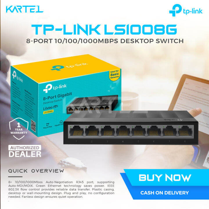Tp-Link LS1008G 8-Port 10/100/1000Mbps Desktop Switch Network Switch ... Tp-Link LS1008G 8-Port 10/100/1000Mbps Desktop Switch Network Switch ...