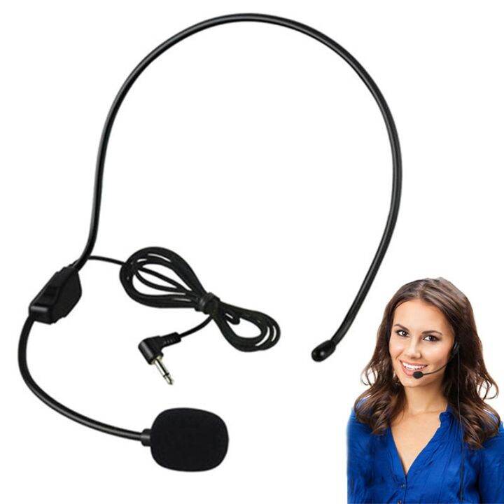 Portable Head-mounted Headset Microphone Wired 3.5mm Plug Guide Lecture ...