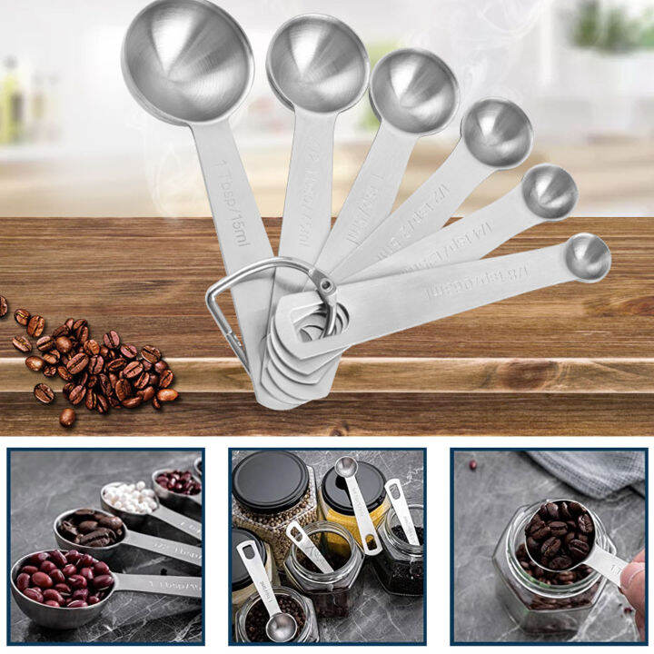 6pcs Baking Teaspoon Measuring Spoons set Stainless Steel Small ...