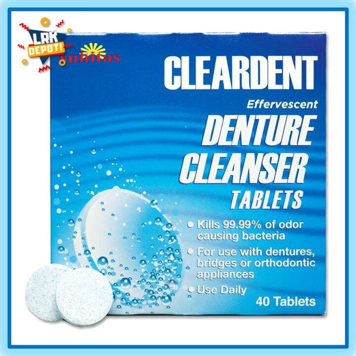 CLEARDENT Denture Cleanser Effervescent Tablets - 40 Tabs | Lazada PH