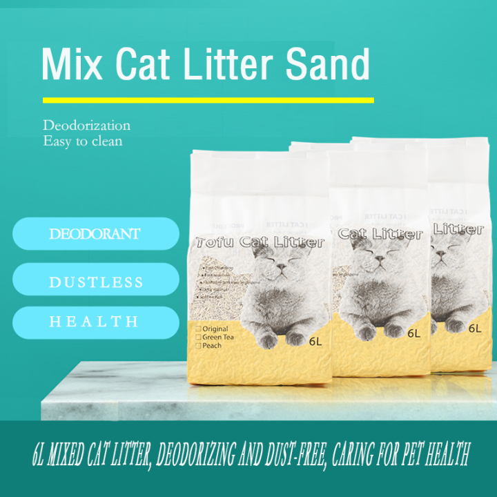 NEW Mix Tofu Cat Litter Sand 6L Flushable Cat Sand Food Grade Plant ...