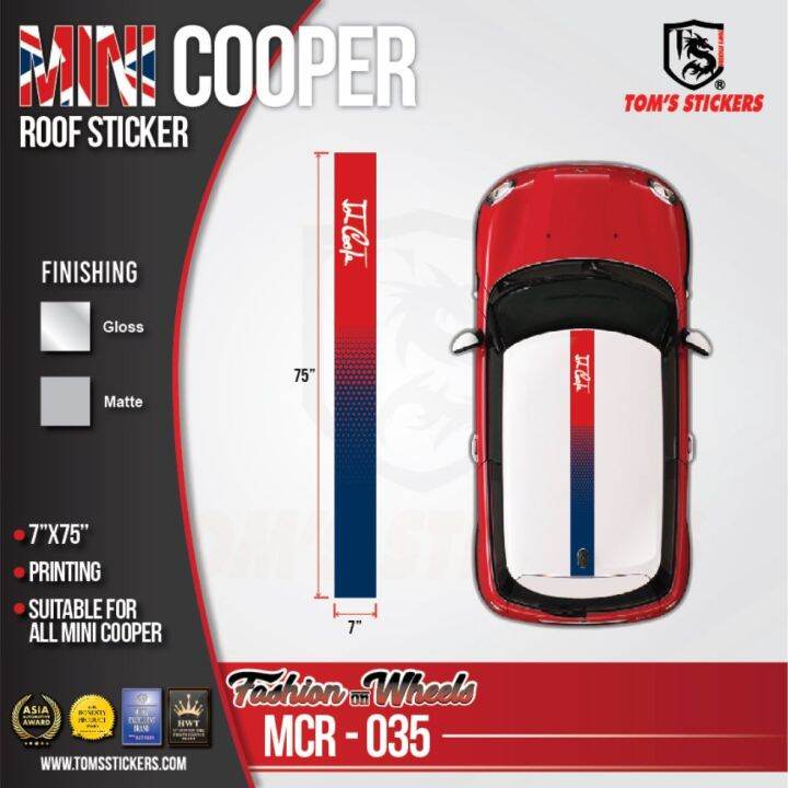 👍👍 MINI COOPER ROOF TOP STICKER MCR-035 | Lazada