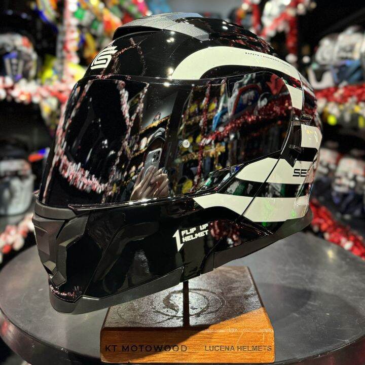 SEC Helmet Pilot Brand Solid Modular Dual Visor w/ Free Extra Clear ...