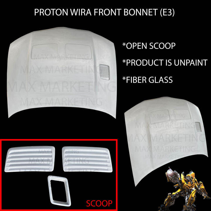B1634 PROTON WIRA FRONT BONNET BONET EVO3 (E3) OPEN SCOOP FIBERGLASS ... B1634 PROTON WIRA FRONT BONNET BONET EVO3 (E3) OPEN SCOOP FIBERGLASS ...
