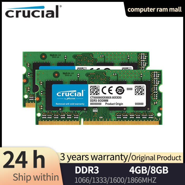 Crucial DDR3 4GB 8GB แรมโน้ตบุค1066Mhz 1333Mhz 1600Mhz 1866Mhz PC3-8500 10600 12800 14900 DDR3L ...
