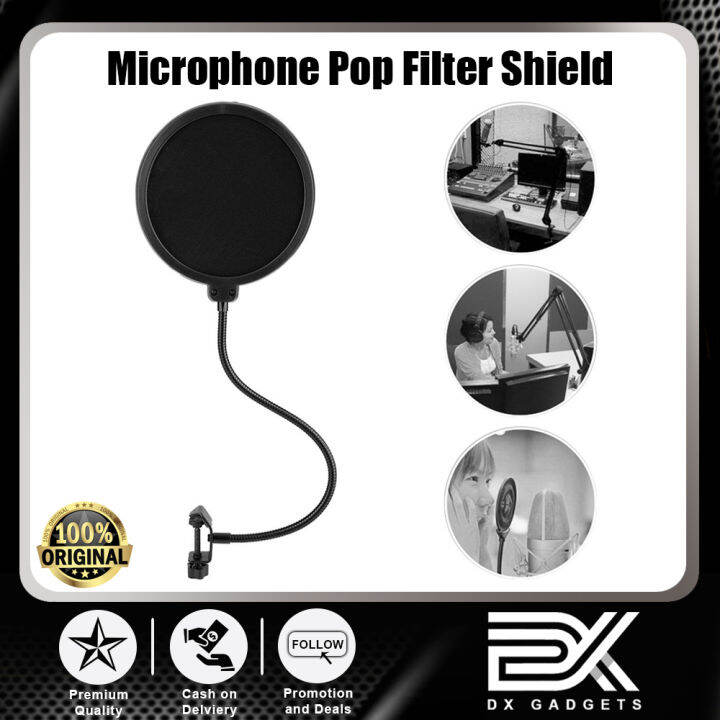 Professional Microphone Pop Filter Shield Dual Layered Wind Pop Screen ...