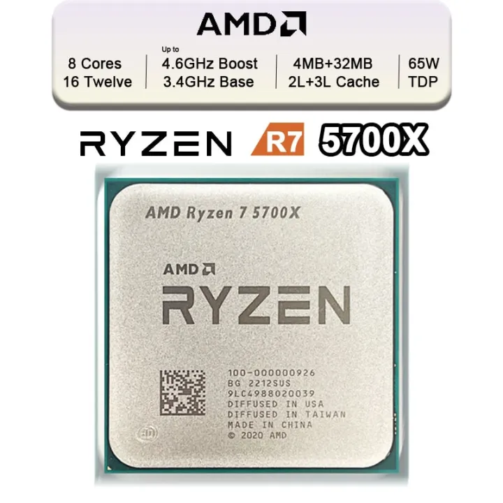 AMD New Ryzen 7 5700X R7 5700X 3.4 GHz Eight-Core 16-Thread 7NM L3=32M 100-000000926 Support ...