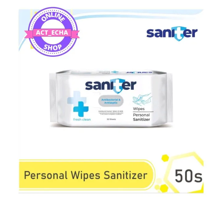 Saniter Antibacterial & Antiseptic Wipes / Tisu Basah Saniter isi 50s ...