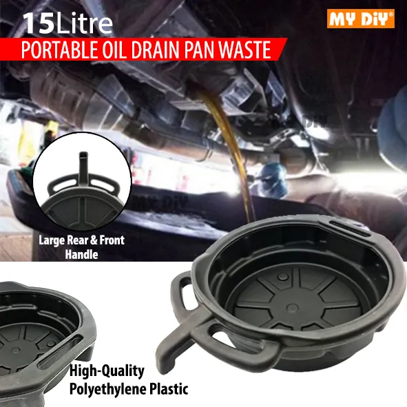 MYDIYHOMEDEPOT - 15L PORTABLE OIL DRAIN PAN WASTE ENGINE OIL COLLECTOR ...