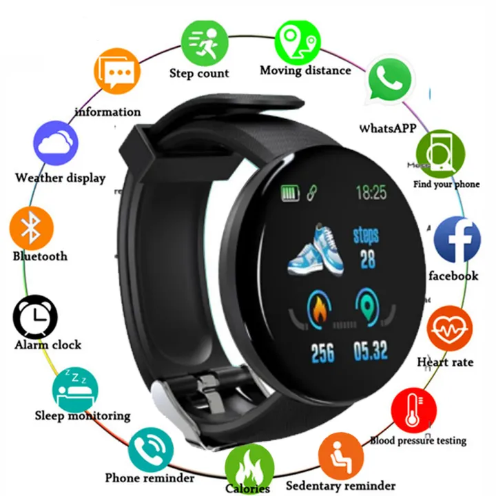 D18S Smart Watch Round Monitor Women Fitness Tracker SmartWatch Android ...