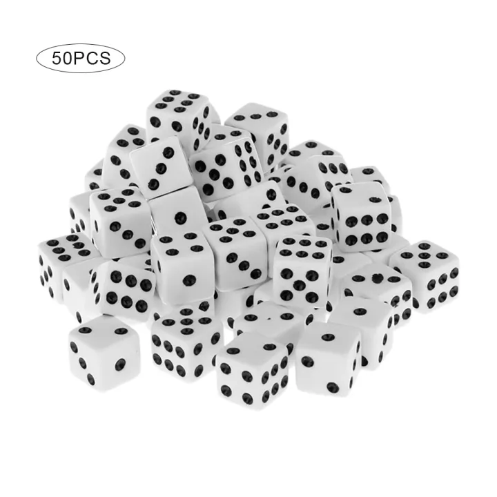YIDEAHONGKONG 50pcs/pack 12MM Square Corner Dice White All Black Dots ...