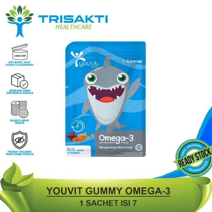Youvit Gummy Omega-3 Multivitamin Anak Sachet Isi 7 Gummy | Lazada Indonesia