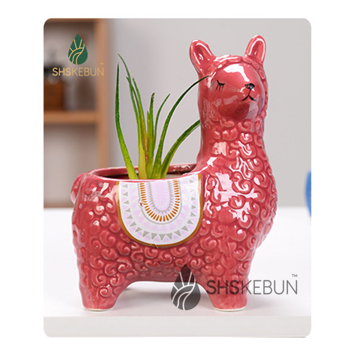 Ceramic Sheep Shape Animal Flower Pots Bonsai Succulent Planter Decor ...