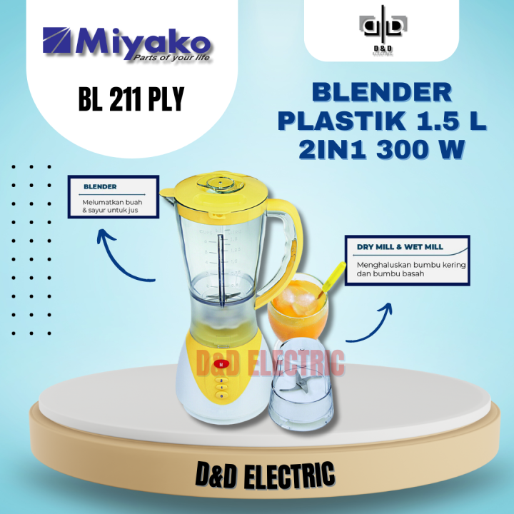 BLENDER PLASTIK MIYAKO BL-211 PLY MIYAKO BLENDER PLASTIK BL-151 BL-211 PLY 1,5 LITER 2IN1 ...