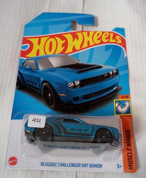 Hot Wheels 18 Dodge Challenger Srt Demon Muscle Mania Blue Lazada