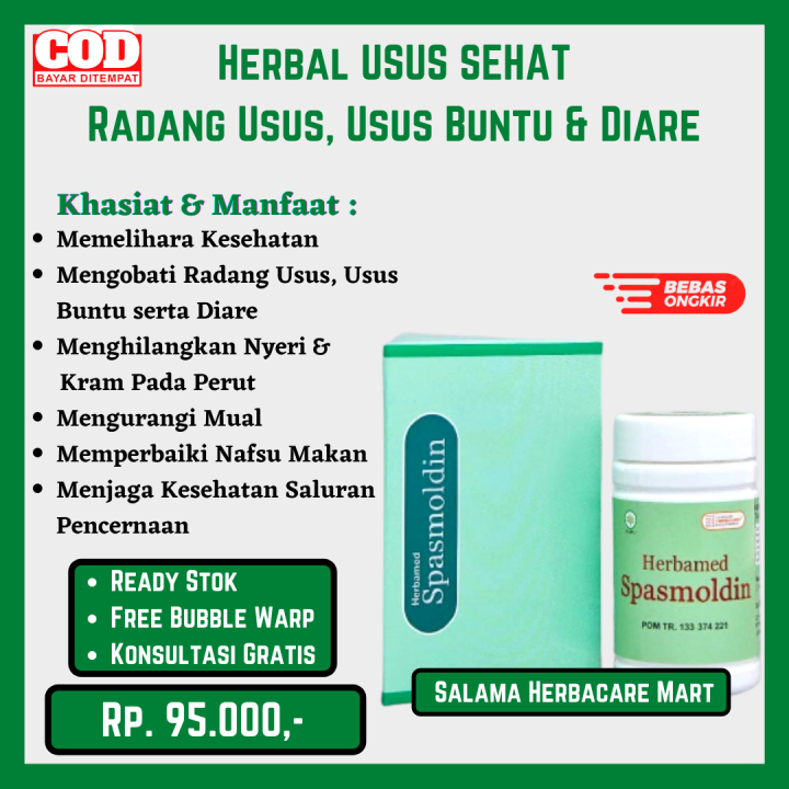 SPASMOLDIN 50kps Herbal Obat Usus Buntu Radang Usus Diare Akut Mual ...