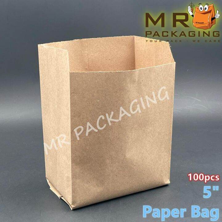 Paper Bag 5s - Brown ( 100pcs± ) Food Grade - Disposable Paper Bag ...