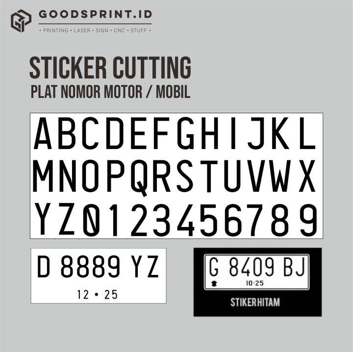 Cutting Sticker Angka Plat Nomor Stiker Cutting Plat Nomor | Lazada ...