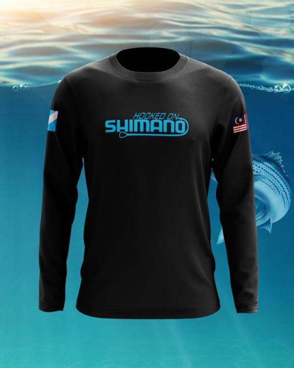 T-Shirt Kaki Pancing Jenama Alatan Hooked On Shimano Fishing Shirt ...