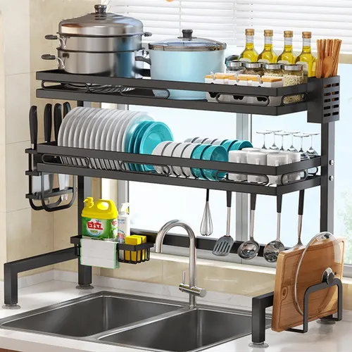 SHENAR RAK PIRING WASTAFEL 1 & 2 SUSUN / STAINLESS STEEL HITAM RAK ...