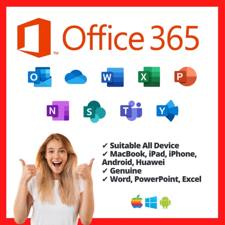 [15 Devices] LIFETIME MICROSOFT OFFICE 365+ONEDRIVE 5TB LICENSE For ...