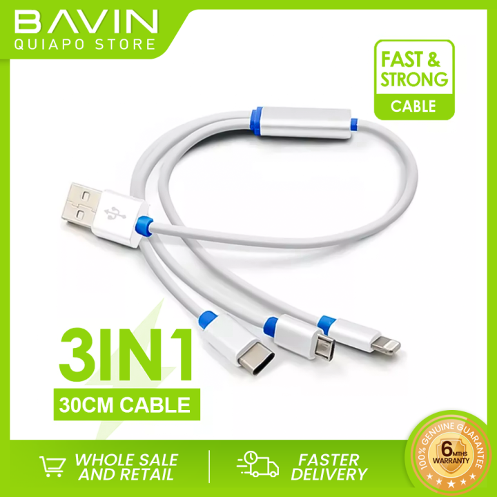 BAVIN 2.0A Fast and Strong 3 in 1 Data Cable for Micro / iPh / Type-C ...