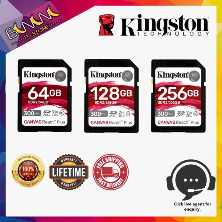 2023 Kingston Canvas React Plus SD memory card For UHS-II 4K/8K professional cinema cameras SDR2 ...
