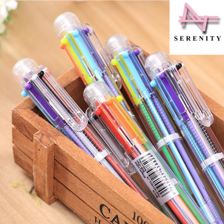 SERENITY 6-Color Retractable Ballpoint Pens for Students 6-in-1 ...