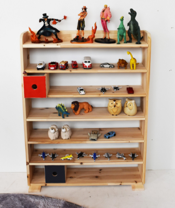 [Made in Korea] Birch Wood Toy Figure & Mini Car Shelf Wooden Shelf for ...