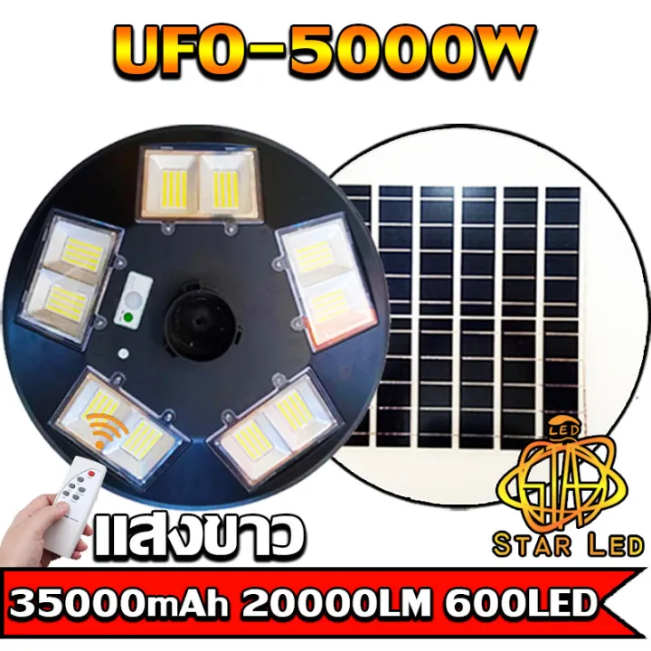 🔥UFO5000W-W แสงขาว โคมไฟถนนโซล่าเซลล์ UFO Square Light ไฟถนนโซล่าเซลล์ พลังงานแสงอาทิตย์100% ไม่ ...