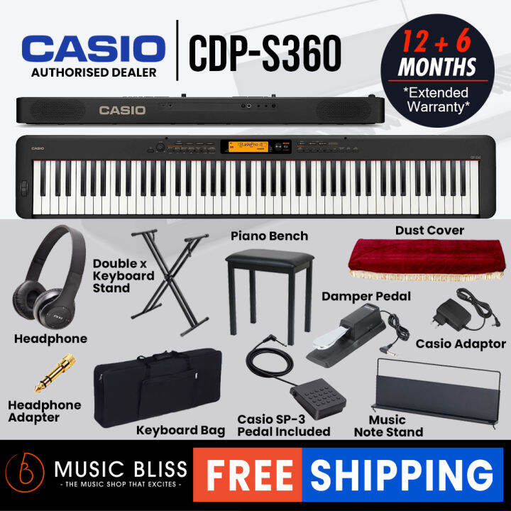 Casio CDP-S360 88-key Digital Piano Musician Package with FREE Headphone - Black (CDPS360 / CDP ...