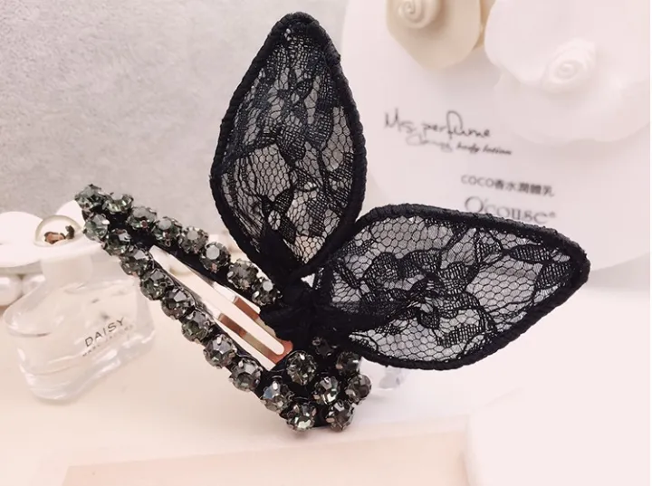 Lin Chi-ling Korean headdress knot lace rabbit ears rhinestone bow ...