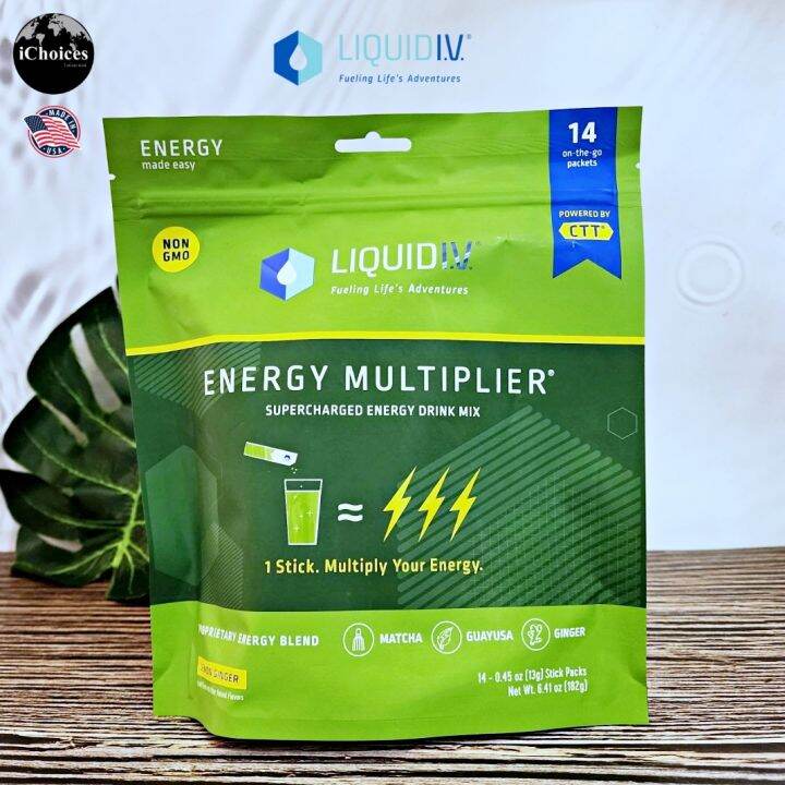 [Liquid I.V.] Energy Multiplier Drink Mix 14 or 24 On-The-Go-Packets ผง ...