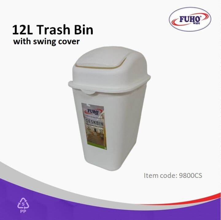 Fuho 12 Liters Trash Bin w/ Swing Cover / Dust Bin / Garbage Can ...